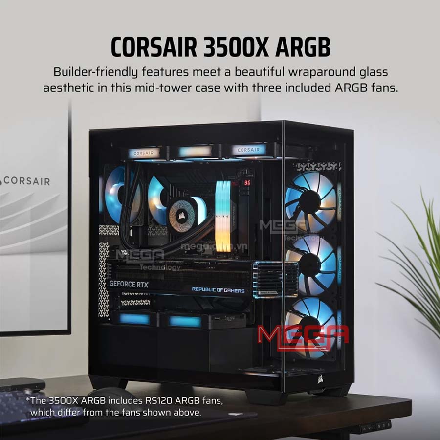 Case Corsair 3500X RGB Tempered Glass CC-9011278-WW | mega