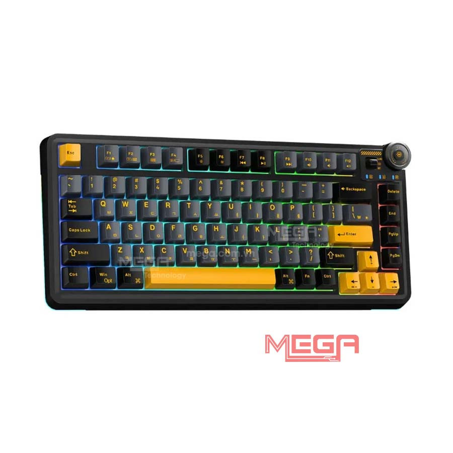 Bàn phím cơ không dây Aula AU75 Đen, xám, cam (Star Vector switch) | mega