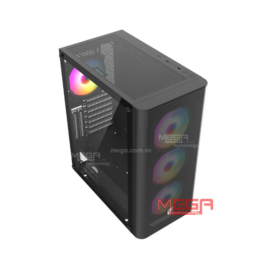 Case Vitra Saphira AX15 - Black ( Kèm 3FAN RGB)| mega.com